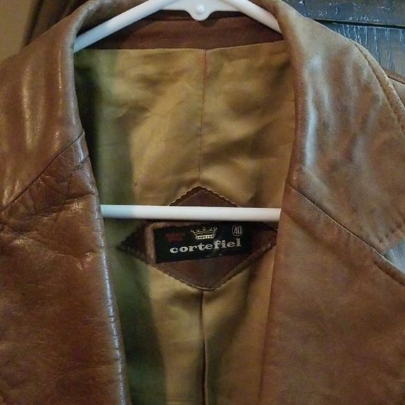 Cortefiel | Jackets & Coats | 97s Cortefiel Brown Leather Jacket | Poshmark